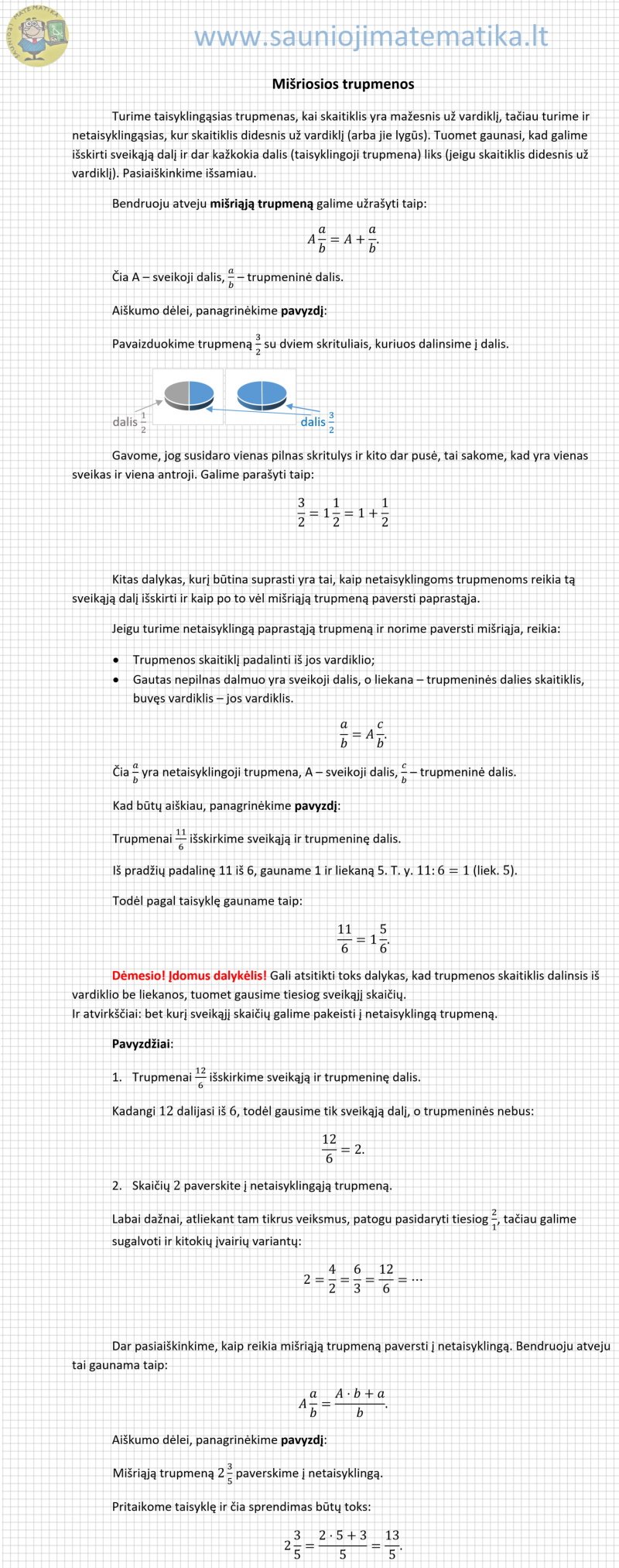 Mišriosios trupmenos | Matematikos mokymas TIK nuotoliniu būdu